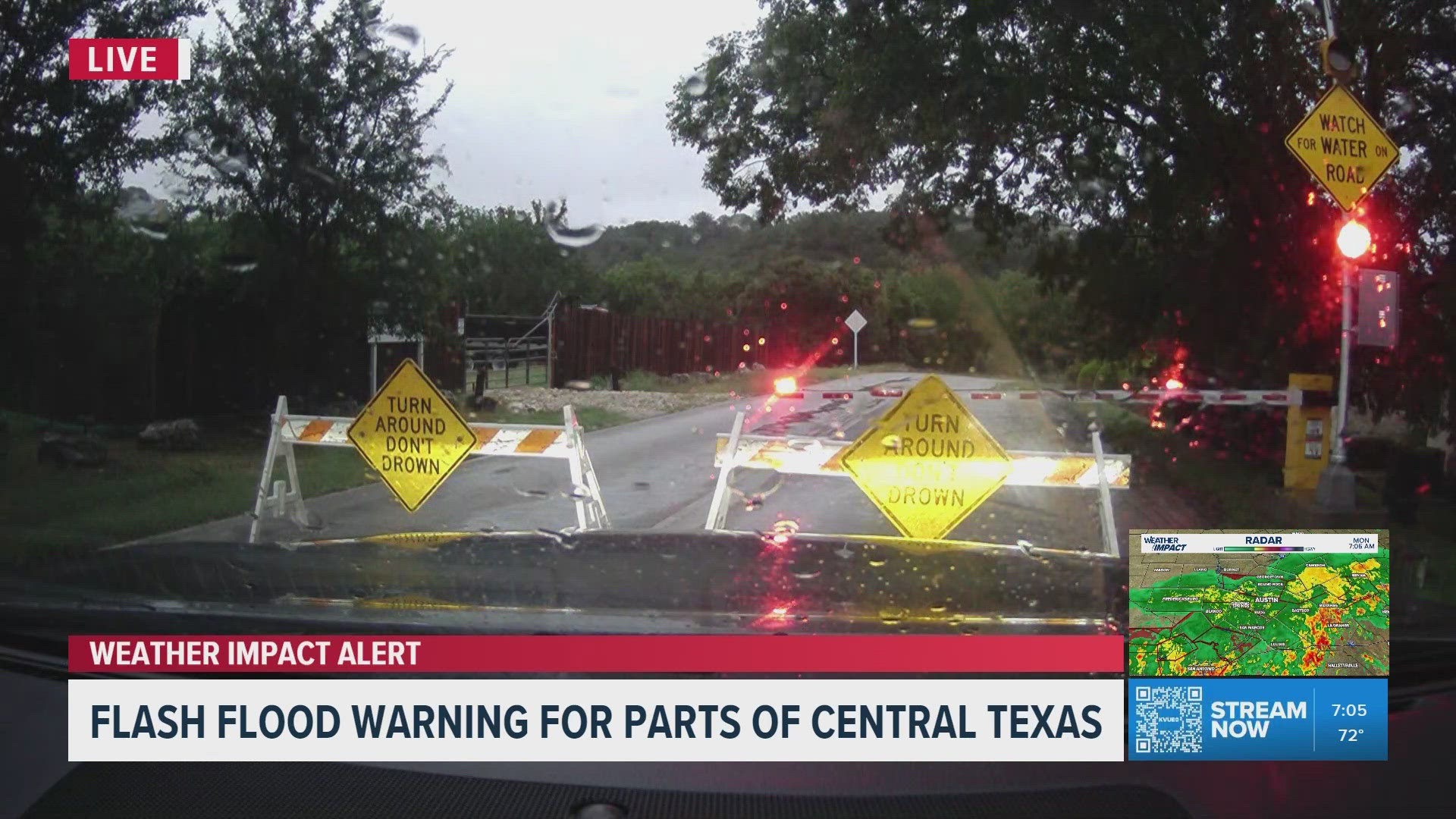Flash flood warning issued Monday morning for parts of Central Texas