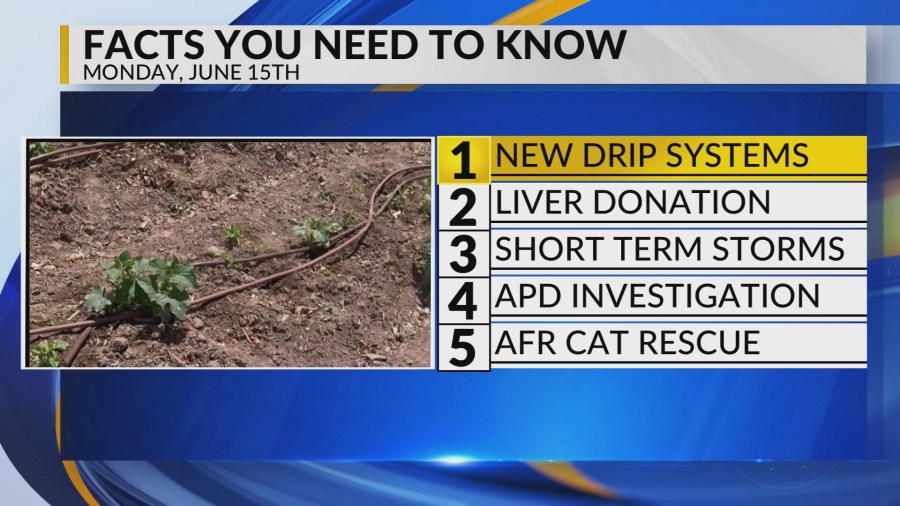 New drip systems, liver donation, storm chances, deadly shooting, AFR ...