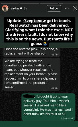 'Real watch has been delivered': Vir Das shares update after ...