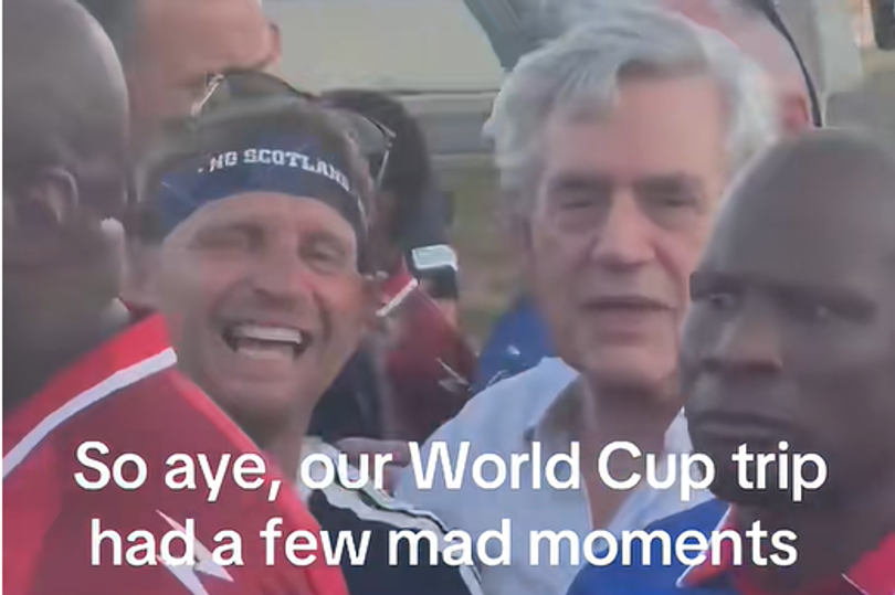 Gordon Brown queues with Skerryvore before Scotland World Cup game ...