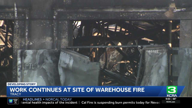 Excavation and fire crews remain at scene of Tracy Medline warehouse ...