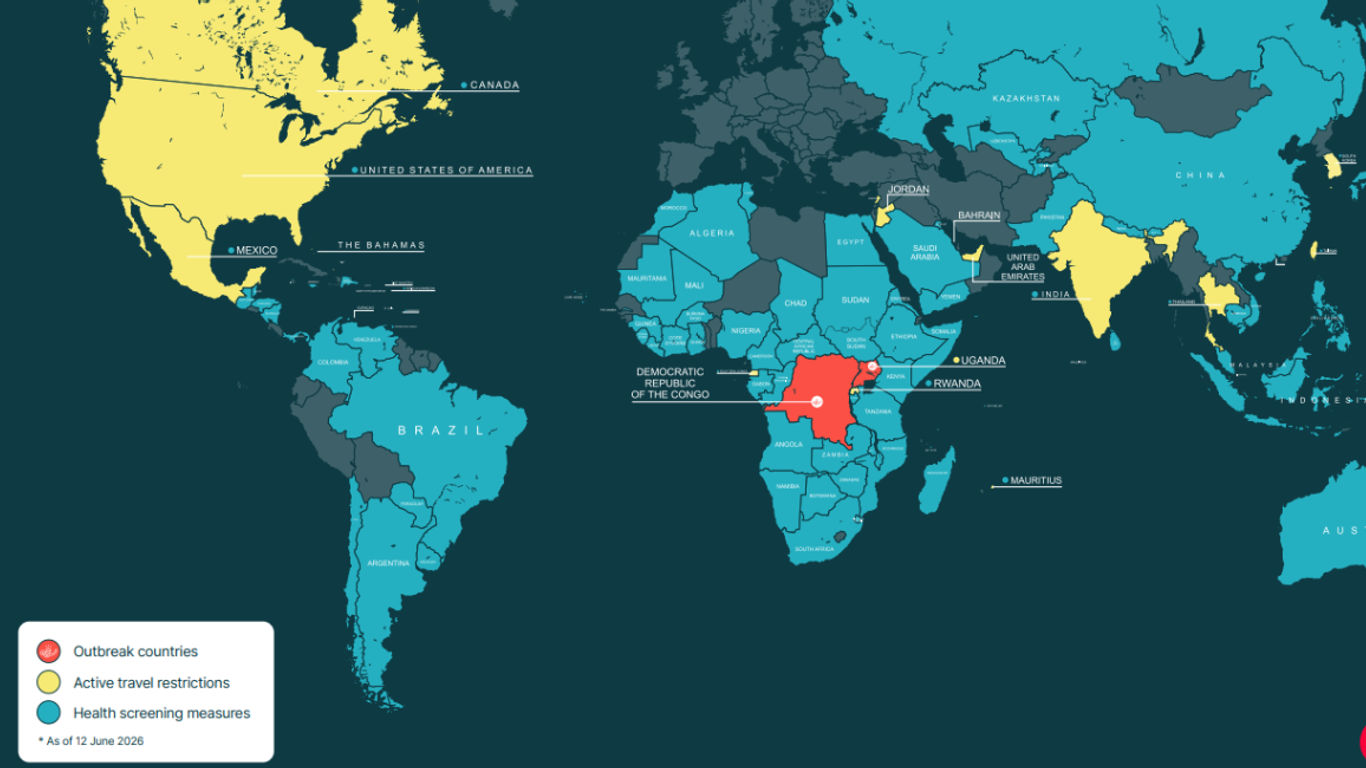 New Ebola outbreak map tracks global travel restrictions and health ...