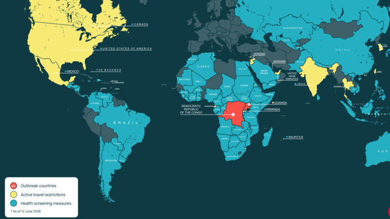 New Ebola outbreak map tracks global travel restrictions and health ...