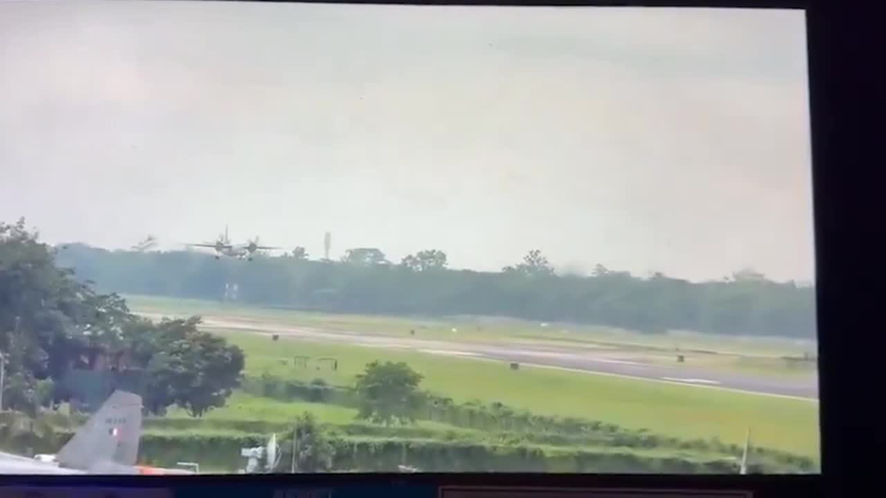 Military plane skids off runway and bursts into flames killing five in ...