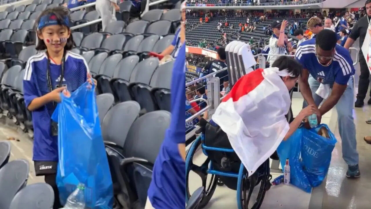 Why do Japanese fans clean stadiums after games? Videos from FIFA World ...