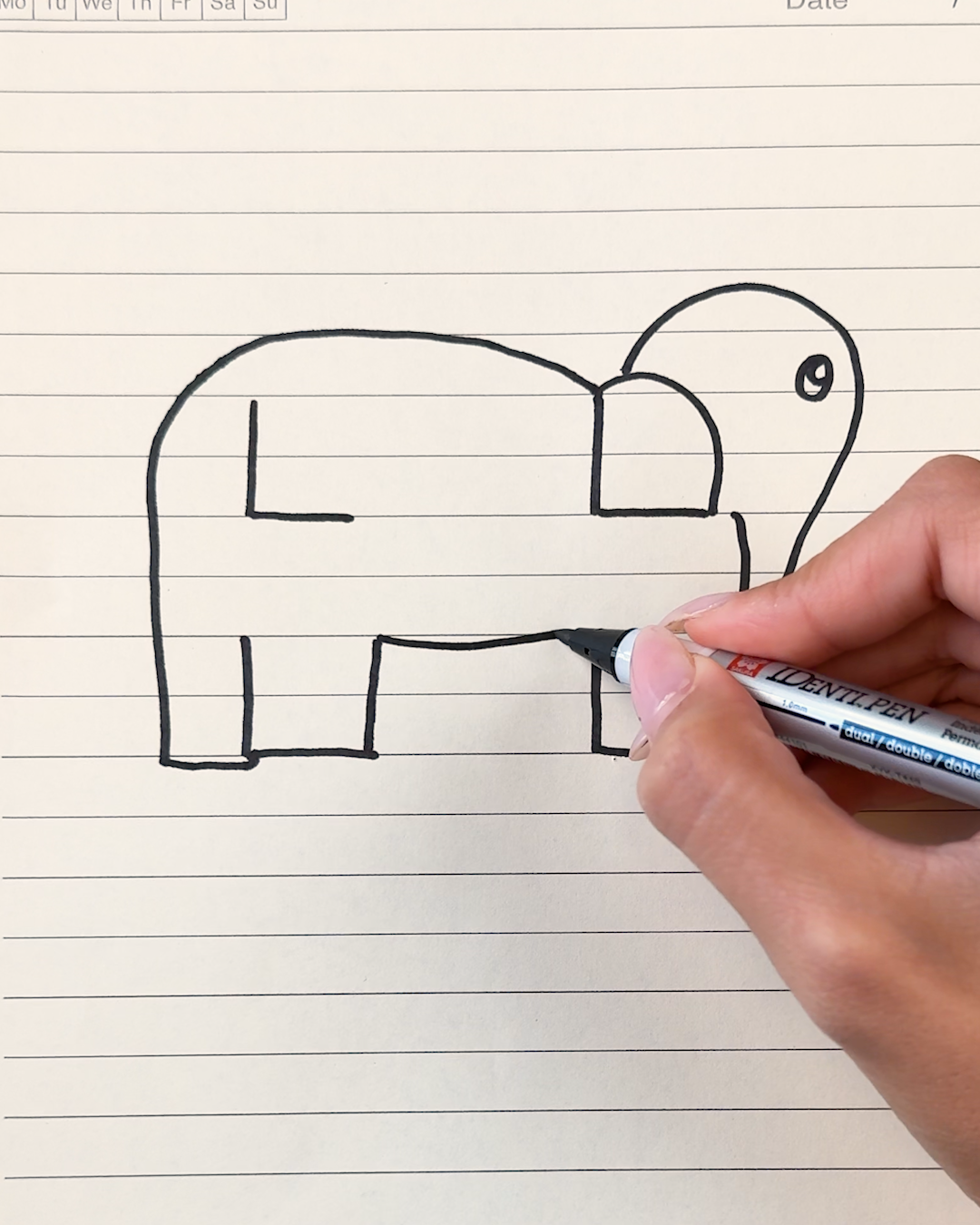 Truco de dibujo de elefante fácil para principiantes🐘🖌️