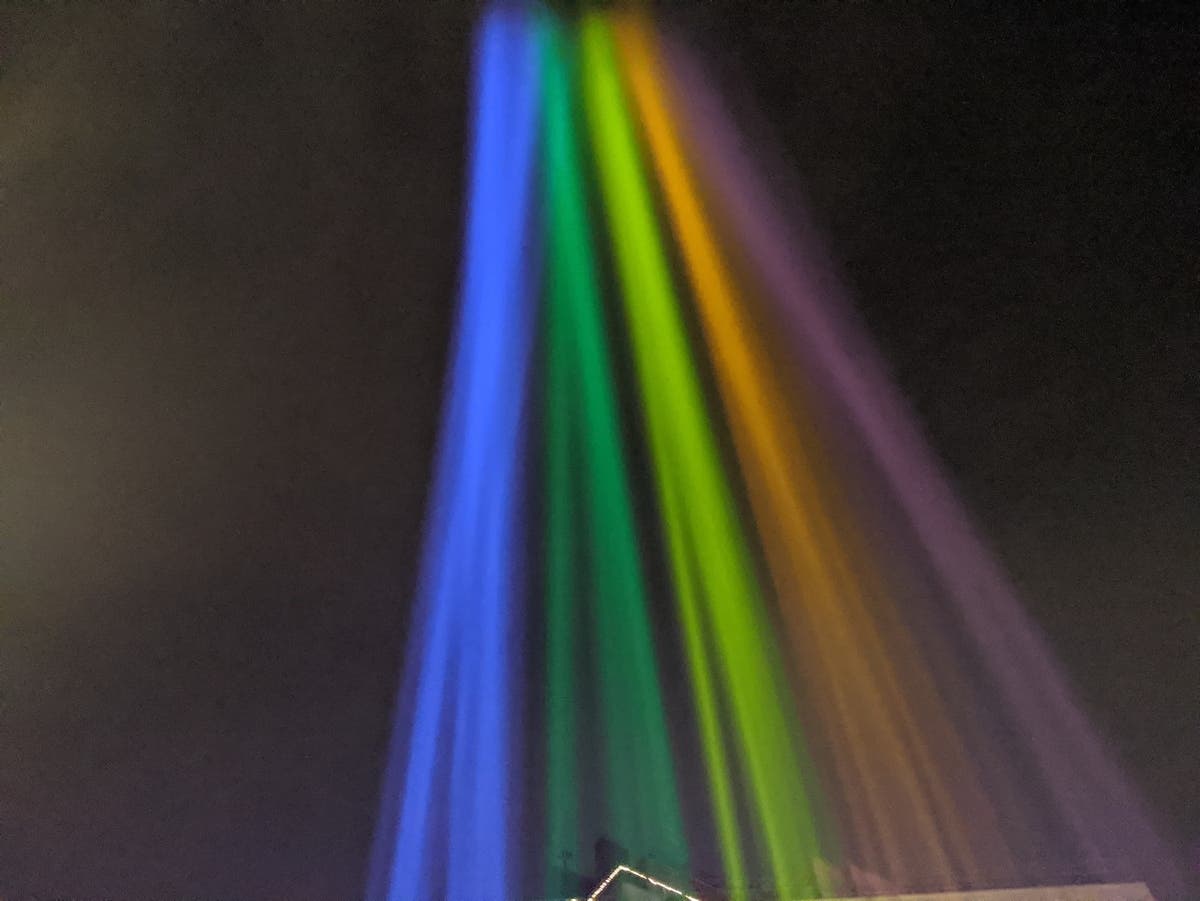 Lawrence Town Hall glows in rainbow colors all month in honor of Pride