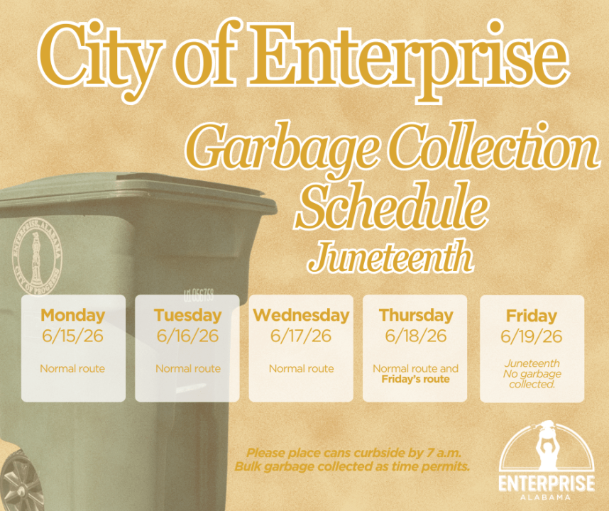 Reminder: City of Enterprise offices closed on Juneteenth