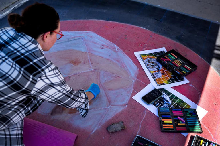 Photo gallery: Neighborhood driveways transformed into chalk art display