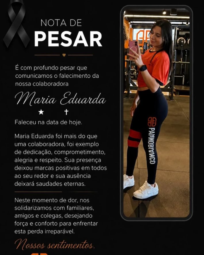 Academia cancela festa de aniversário e homenageia jovem morta em salto ...