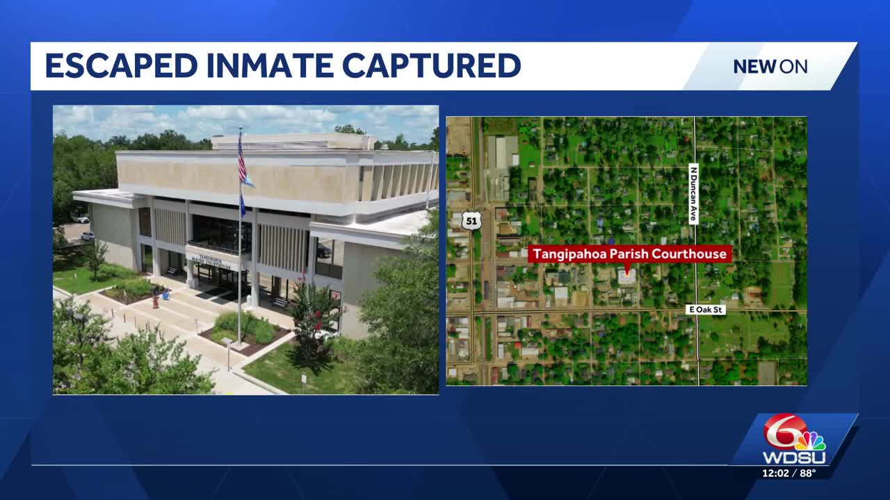 Tangipahoa Parish inmate escapes court transport, captured quickly
