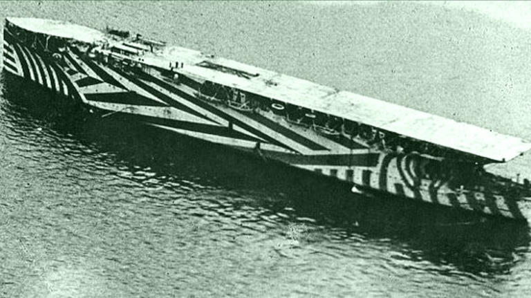 Three unusual camouflage patterns used by WWI naval vessels