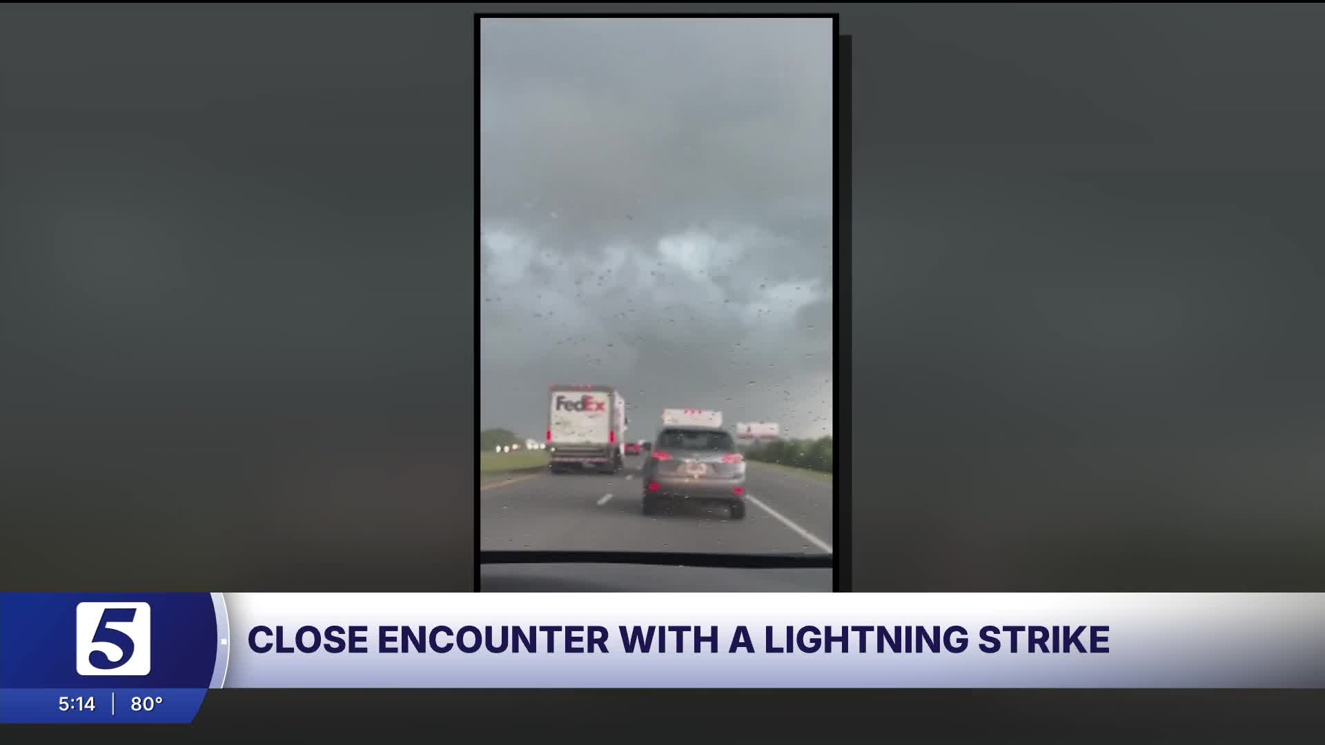 Lightning bolt blasts woman driving on Tennessee interstate