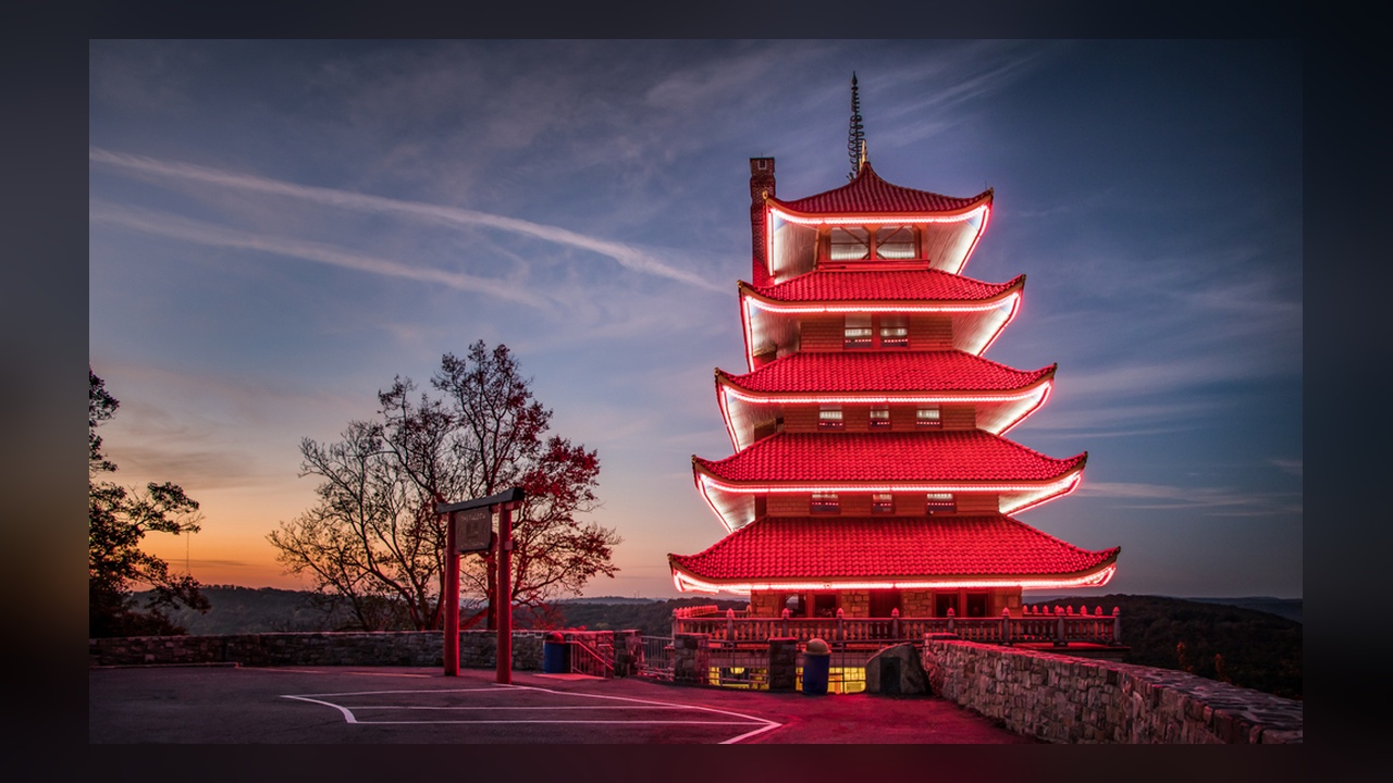 This glowing red pagoda above Reading, PA started as a cover-up and ...