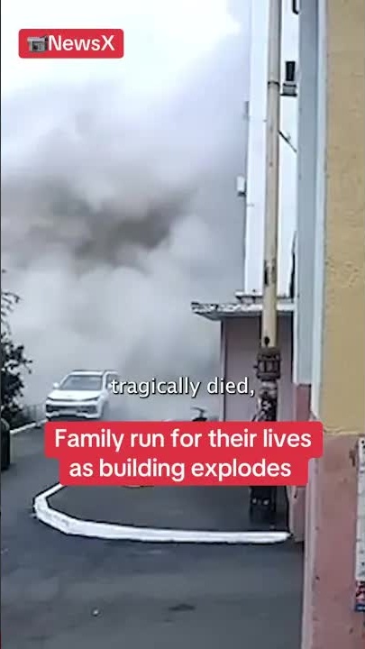 Dad and kids playing ball run for their lives as building explodes # ...