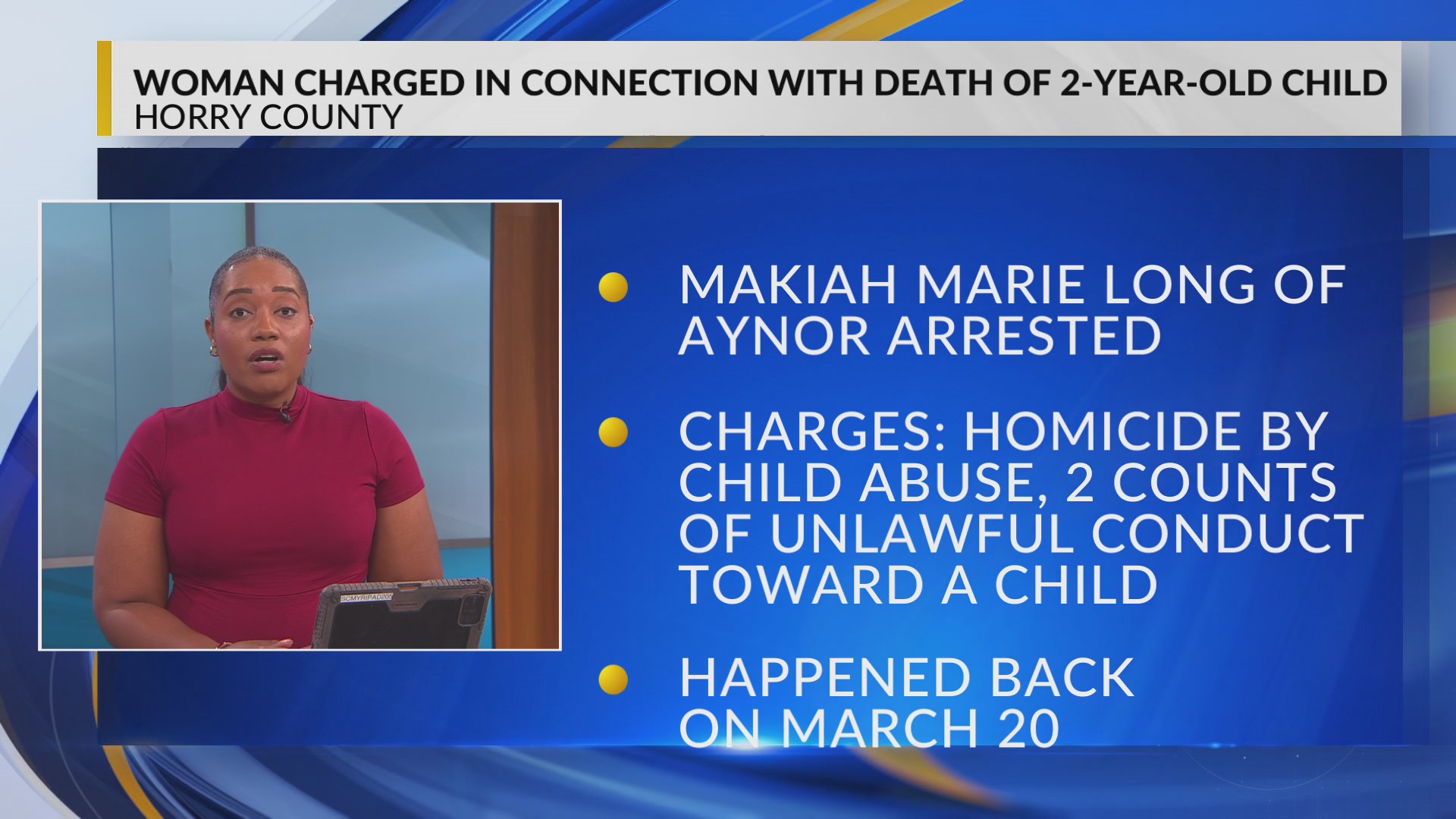 Aynor woman accused of homicide by child abuse in death of 2-year-old ...