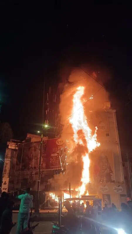 Blaze near jewellery showroom in Mahal