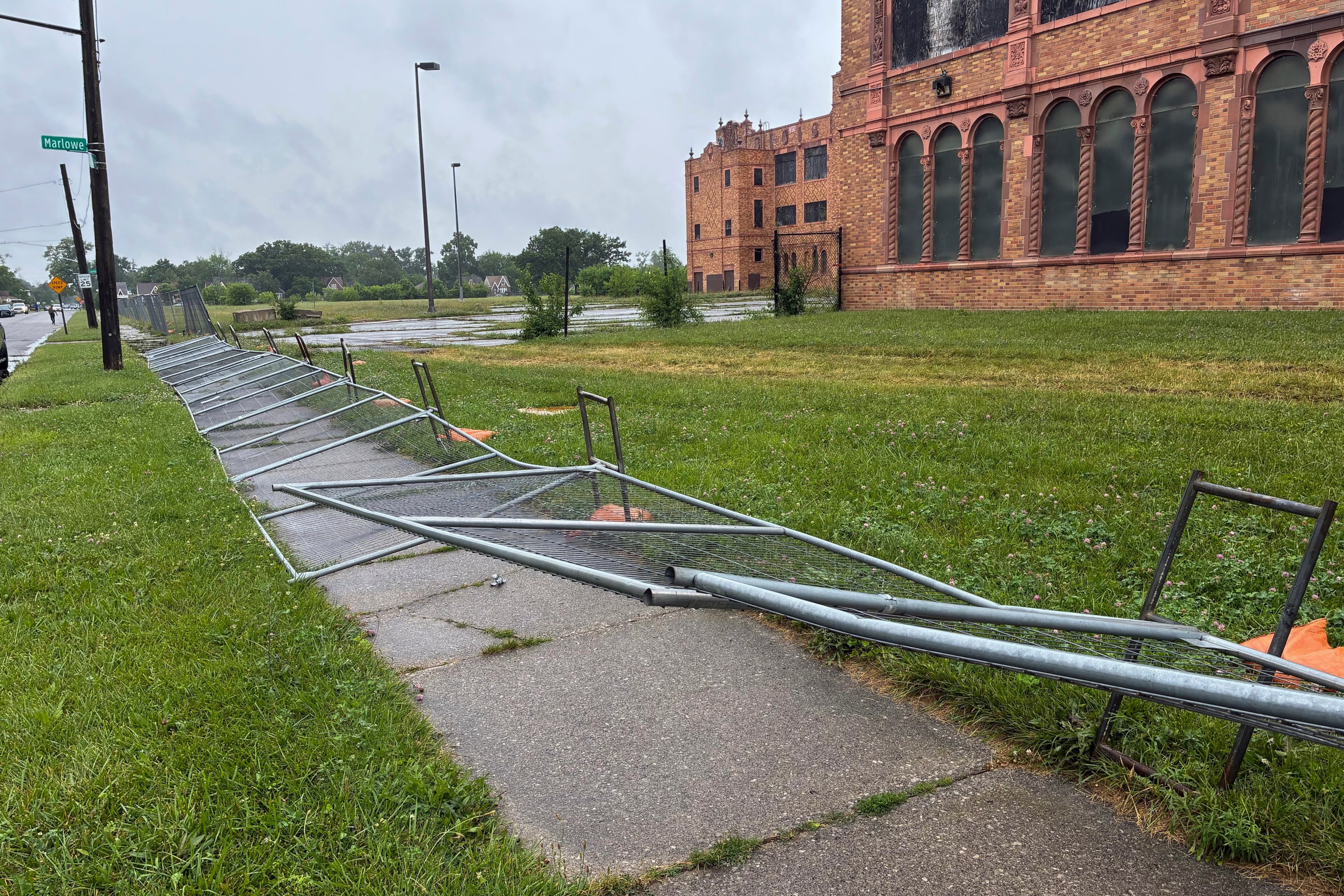 As demolition nears, protective barriers at Detroit’s Cooley High ...