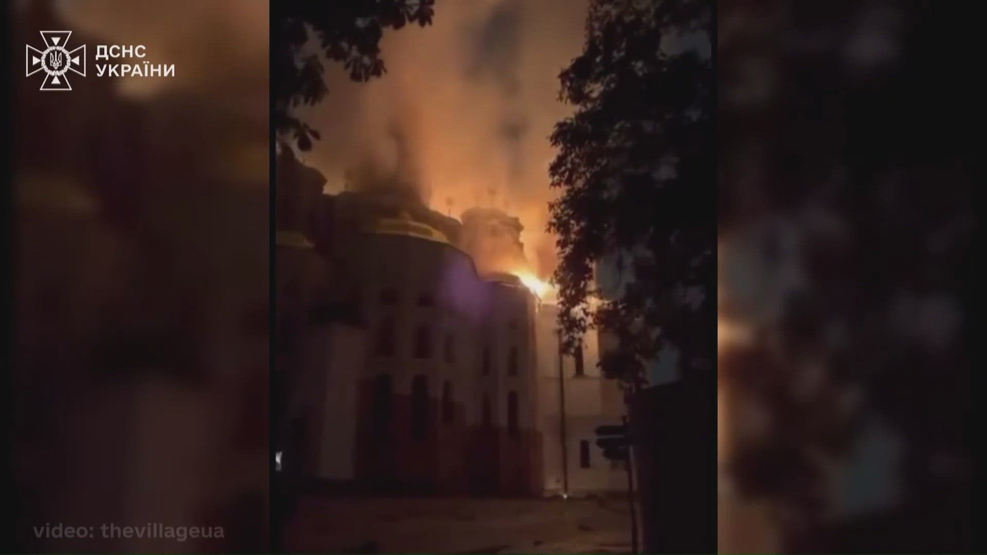 Historic monastery on fire in Ukraine after Russian attack