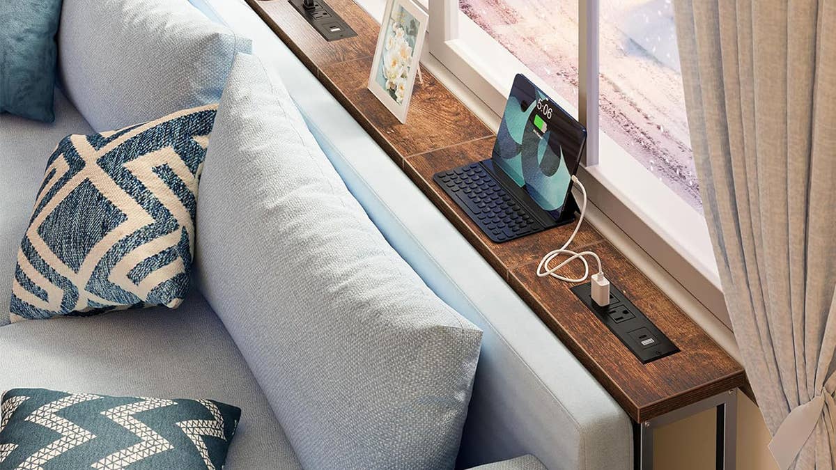 Amazon is selling a sofa table with a built-in charging station for $55 ...