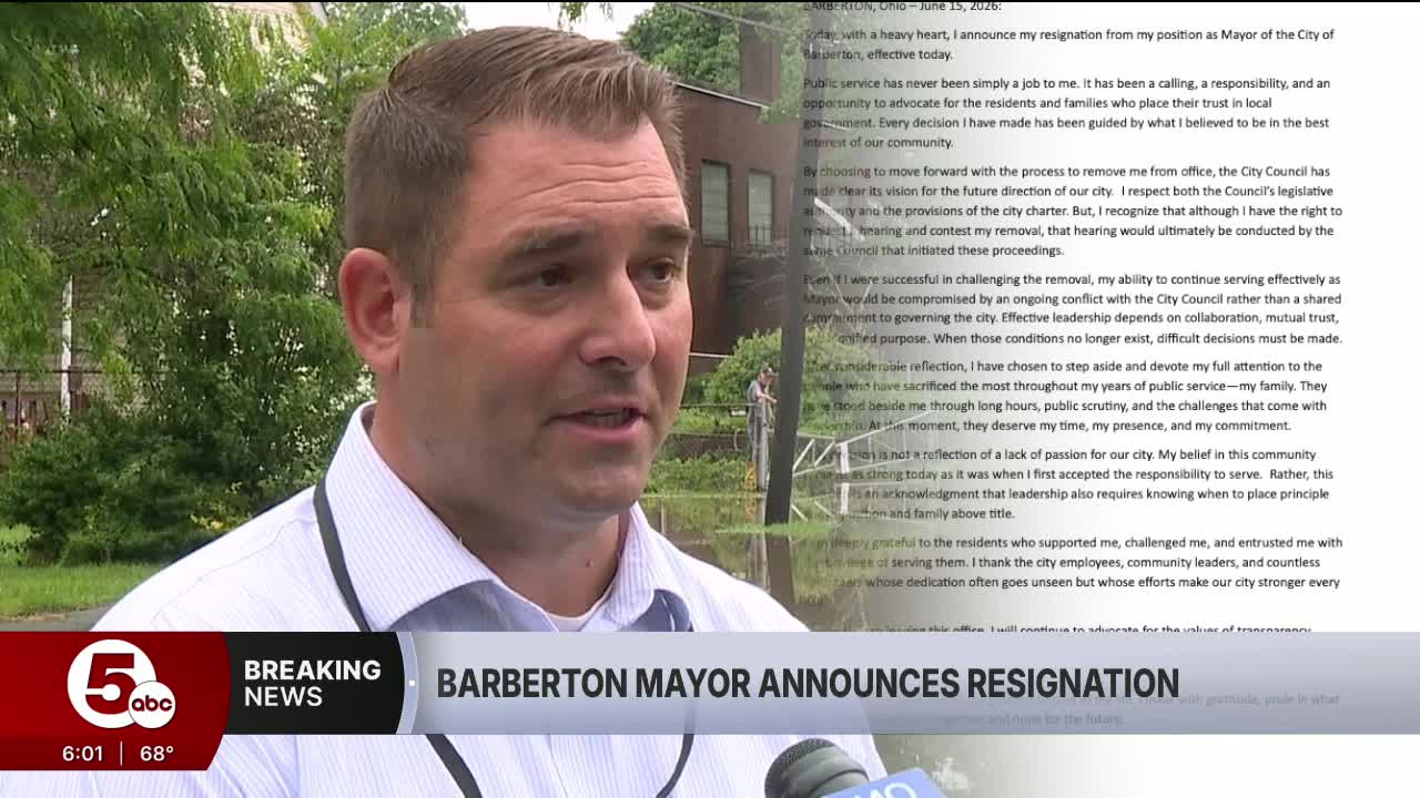 Barberton mayor announces resignation