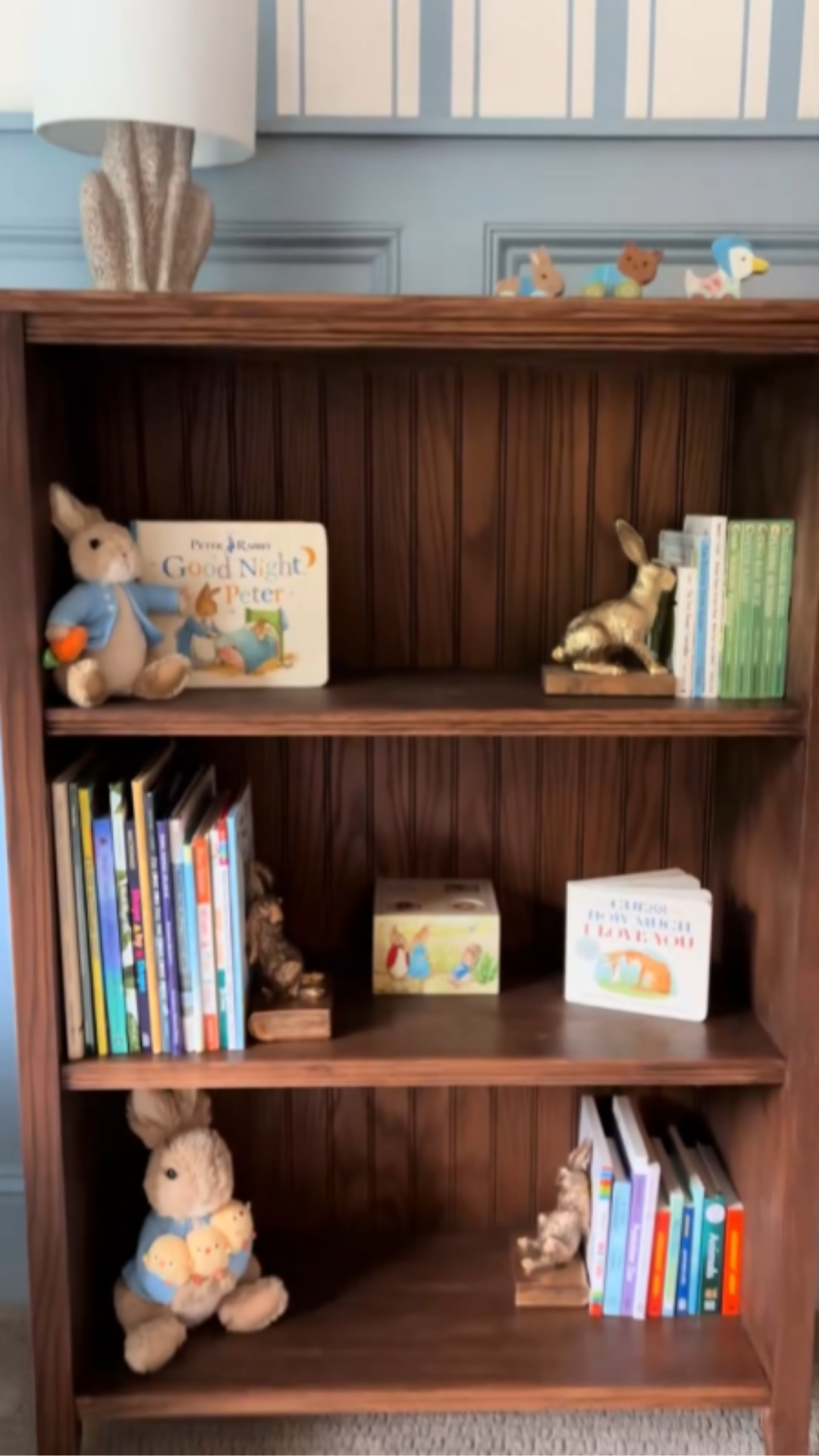 DIY nursery bookshelf build and side table makeover