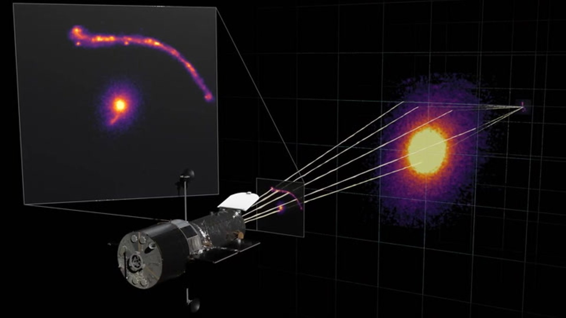 Large black hole discovered through gravitational lensing