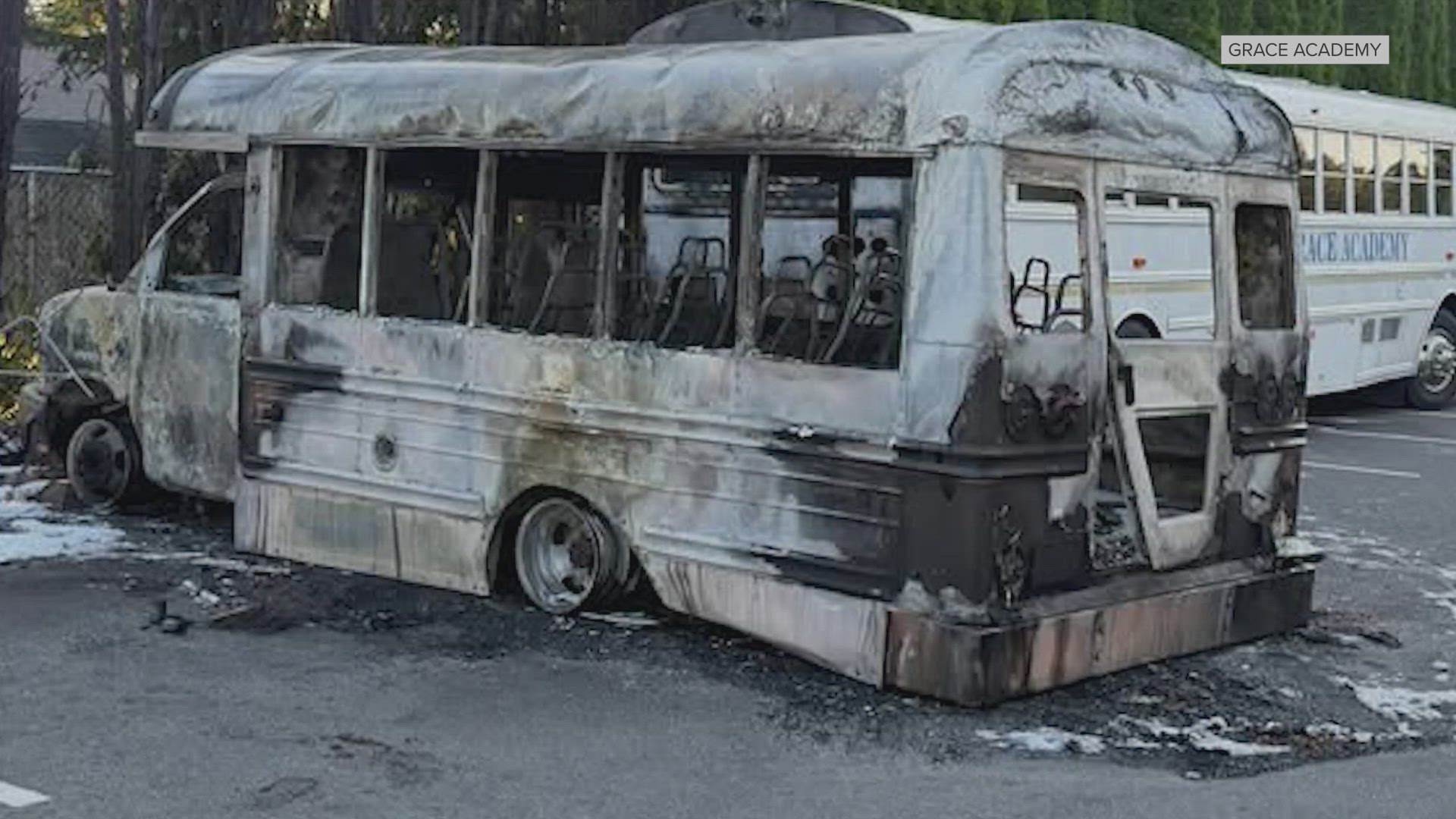 Attempted gas theft sparks Grace Academy bus fire in Marysville