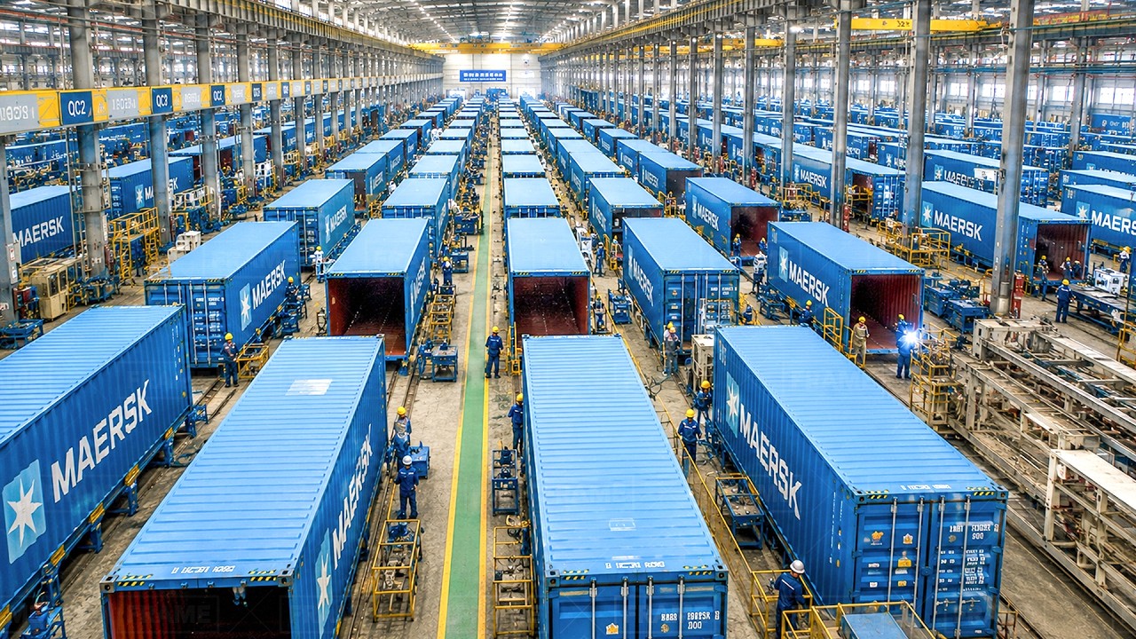 Inside massive factory building millions of shipping containers