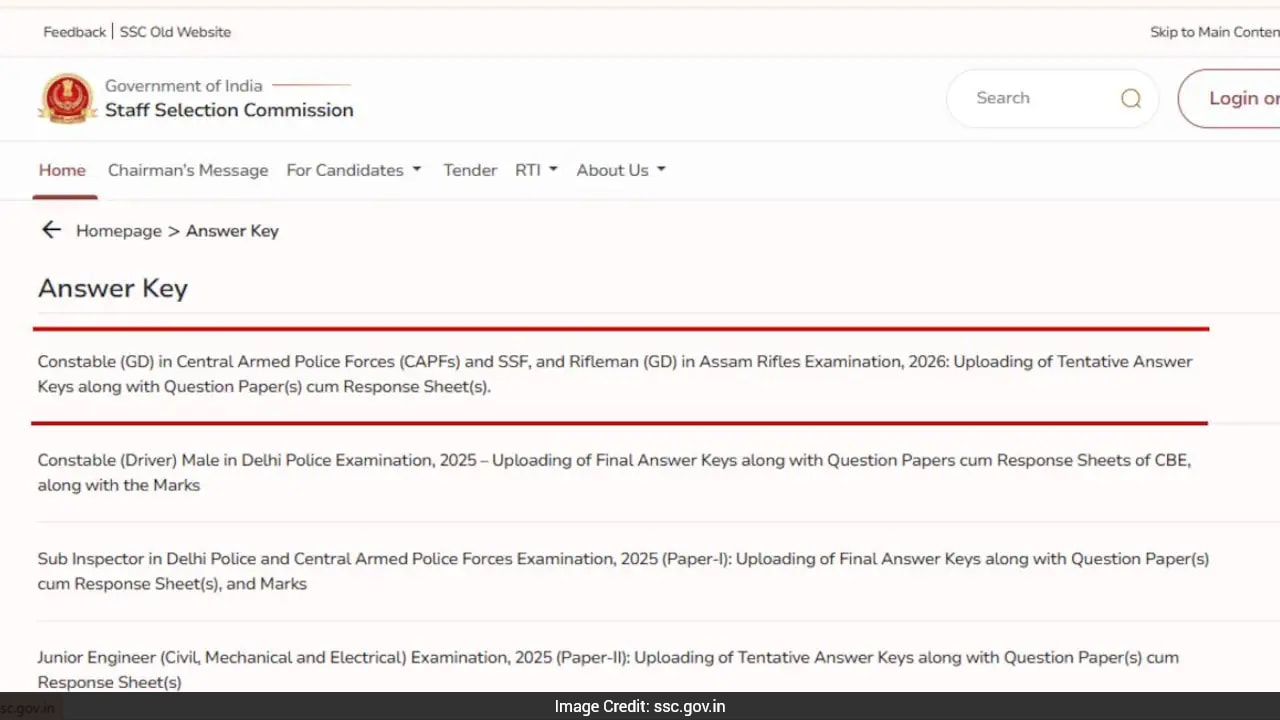 SSC GD answer key 2026 released: Check download link and objection process