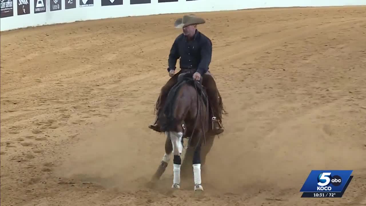 Taylor Sheridan competes in National Reining Horse Association Derby in OKC