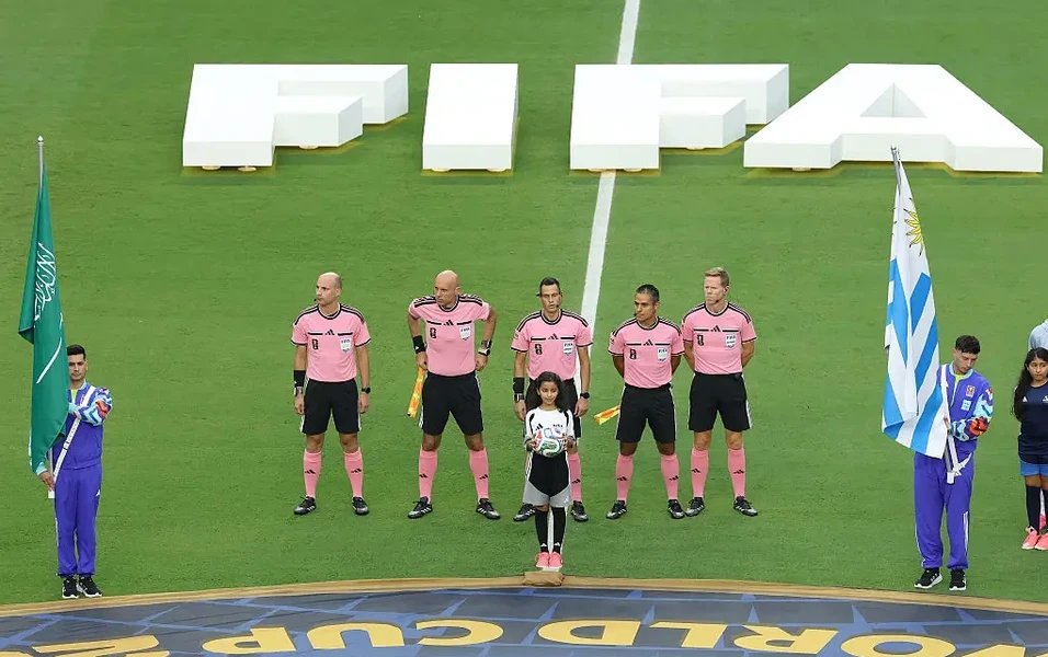 FIFA debuts 'pink flamingo' referee kits in Miami tribute