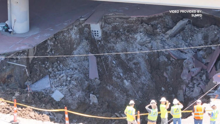 Century-old water main collapse closes parts of downtown St. Louis