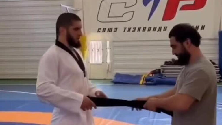 Islam Makachev Shows High Kicks at Gym After Receiving Taekwondo Black Belt