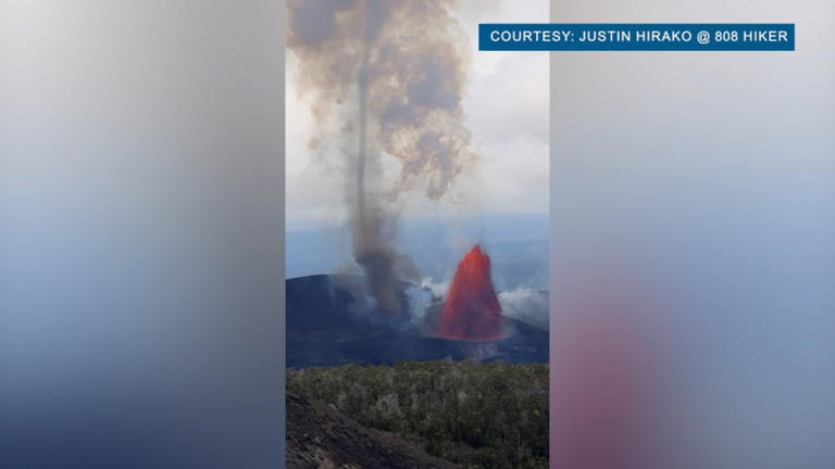 Volcanic whirlwind spotted at Kīlauea