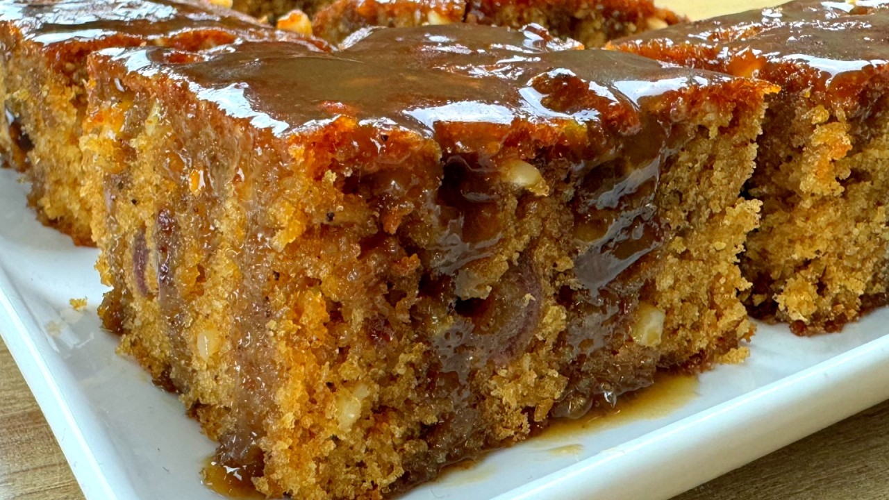 Fast and delicious sticky toffee coconut cake dessert
