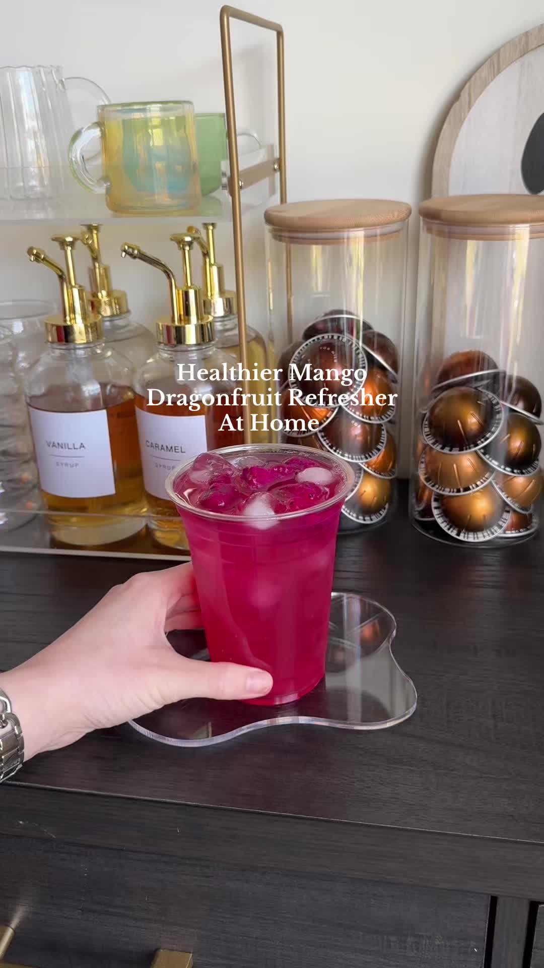 Homemade mango dragonfruit refresher light and refreshing drink