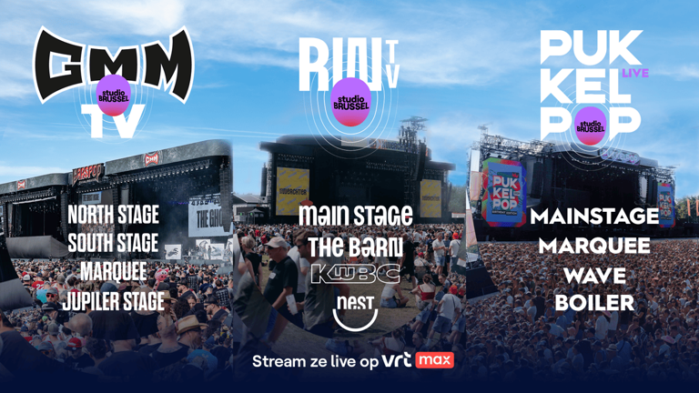 Graspop, Rock Werchter en Pukkelpop worden live uitgezonden op VRT MAX