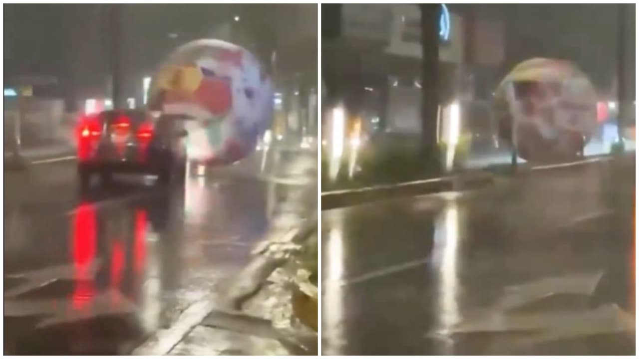 Giant World Cup football breaks loose amid storm, chaos on San Salvador ...