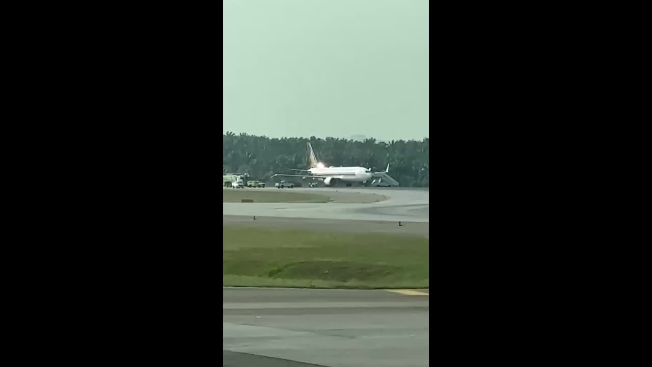 Singapore Airlines plane stranded after tyre blowout during landing in ...