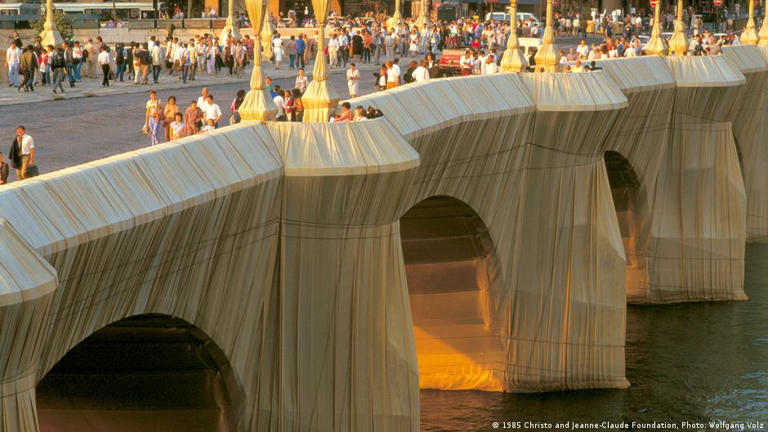 Artist JR's wrapped bridge in nod to Christo opens in Paris