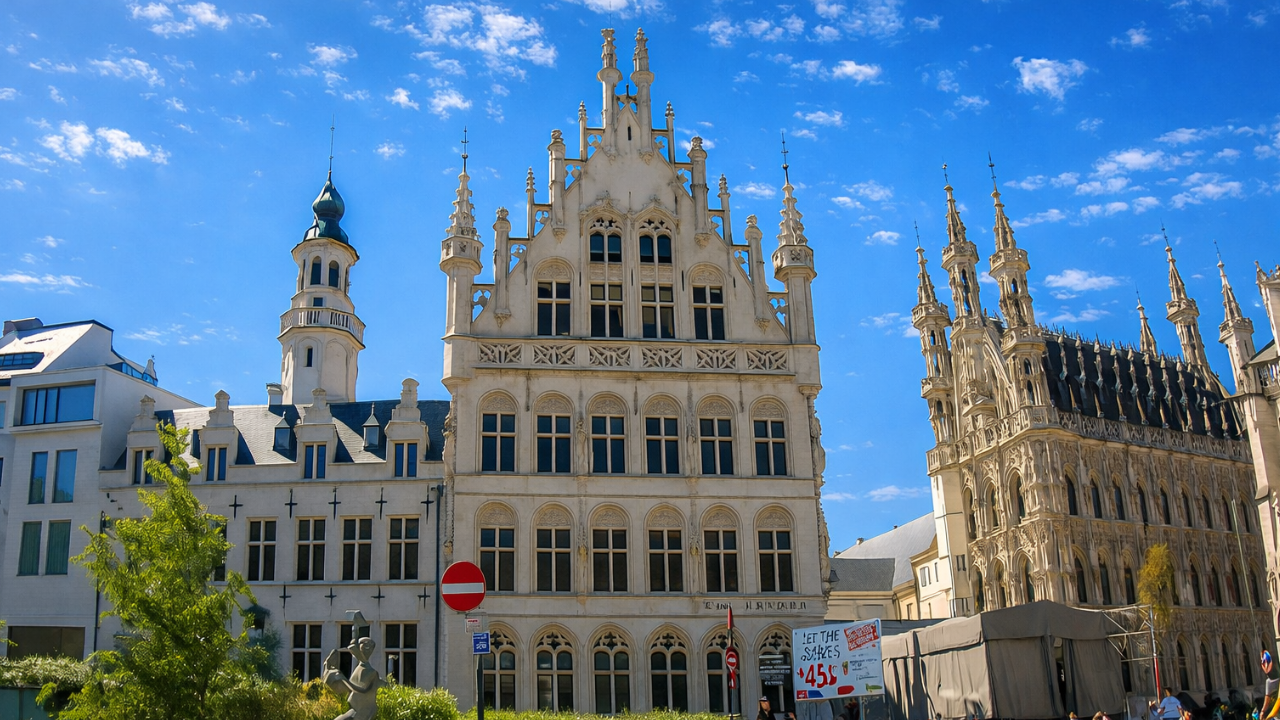 Leuven'in tarihi merkezi ve gotik yapıları keşfetmek (4K)
