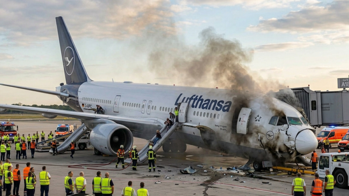 Lufthansa plane suddenly collapsed onto its nose during landing