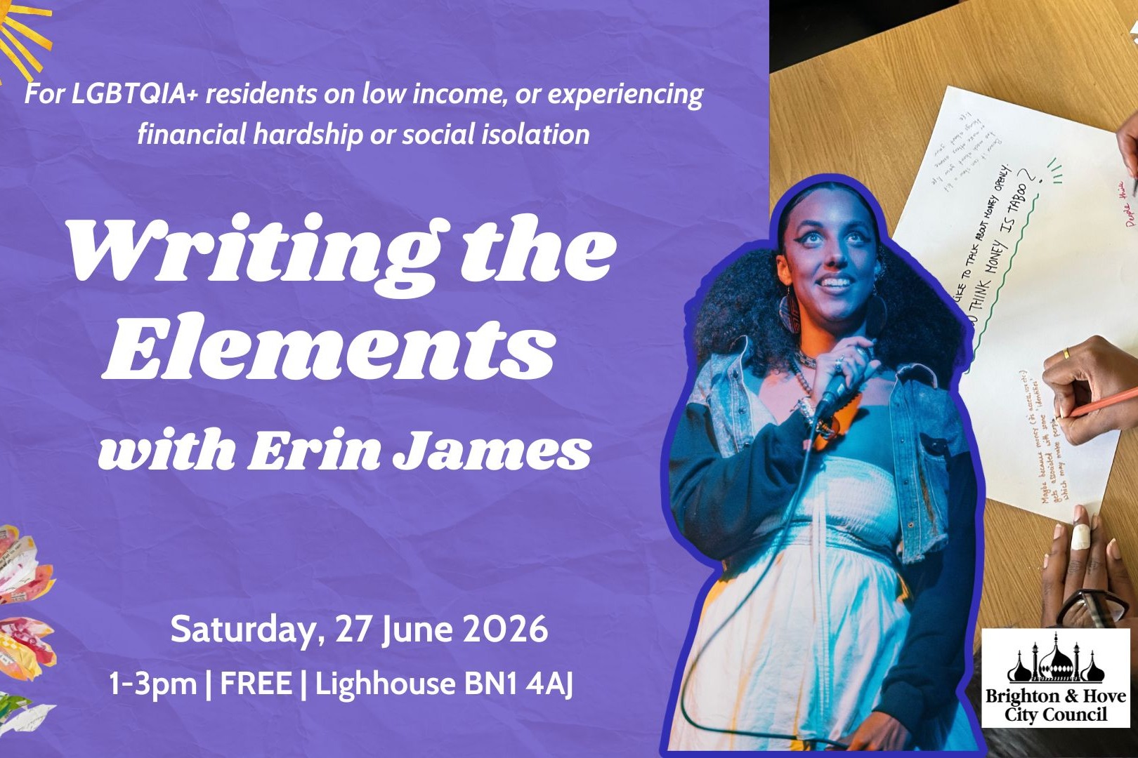 Writing the Elements creative workshop with Erin James in Brighton