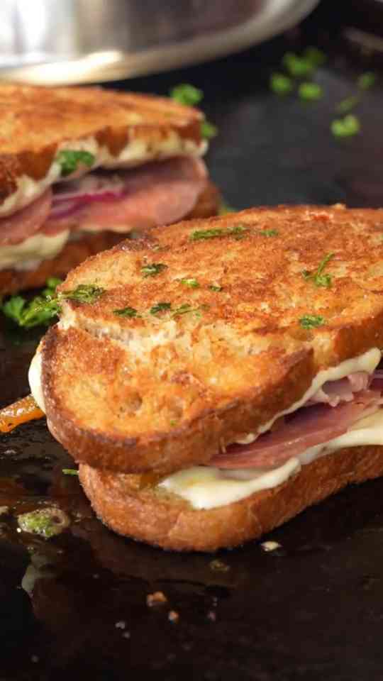 Flipping and finishing the ultimate Italian sandwich