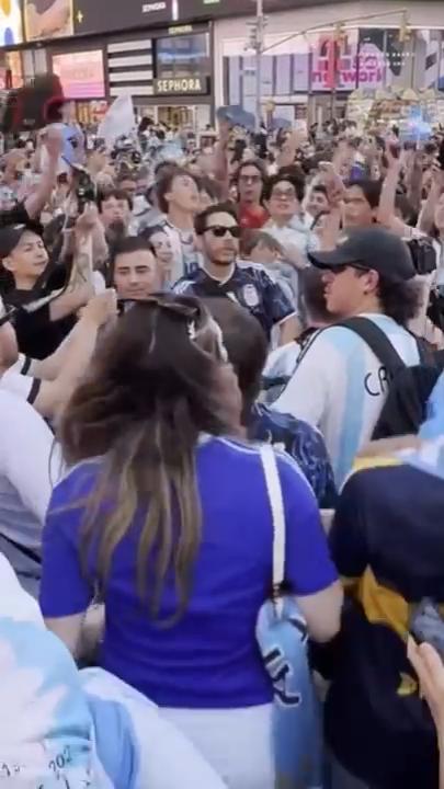 Argentina fans turn Times Square blue and white ahead of World Cup opener