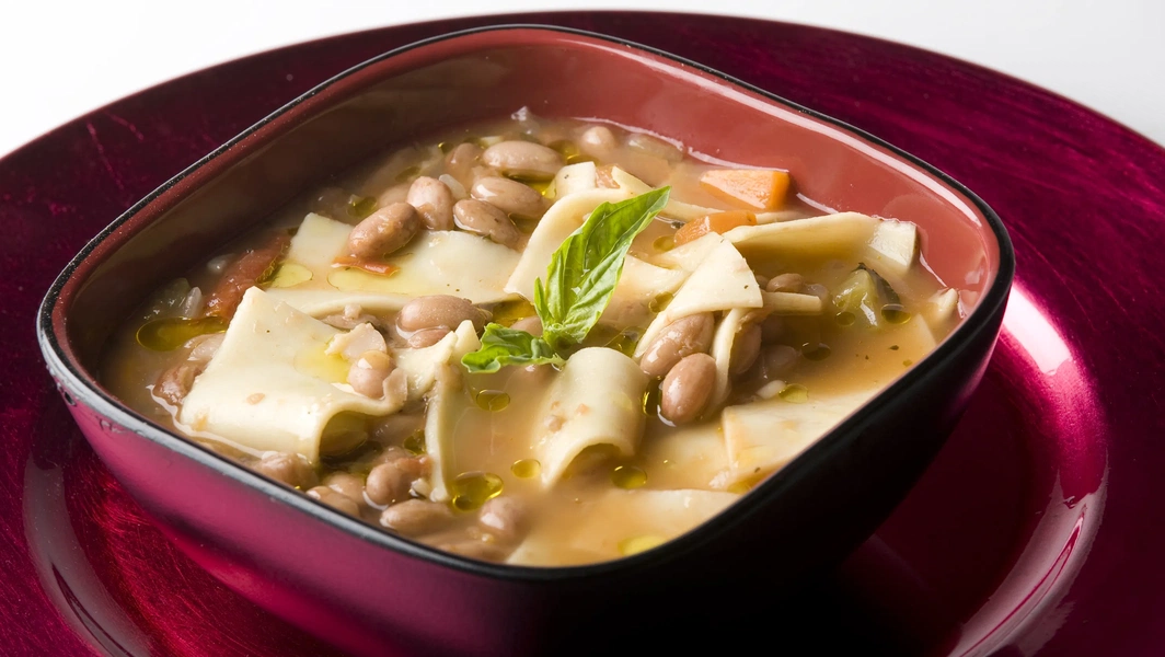 Classic pasta e fagioli with Swiss chard