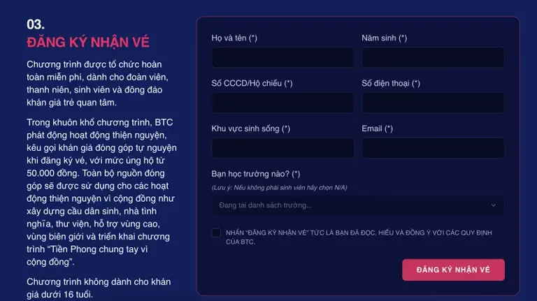 Phát trực tiếp 1.000 vé concert thanh xuân