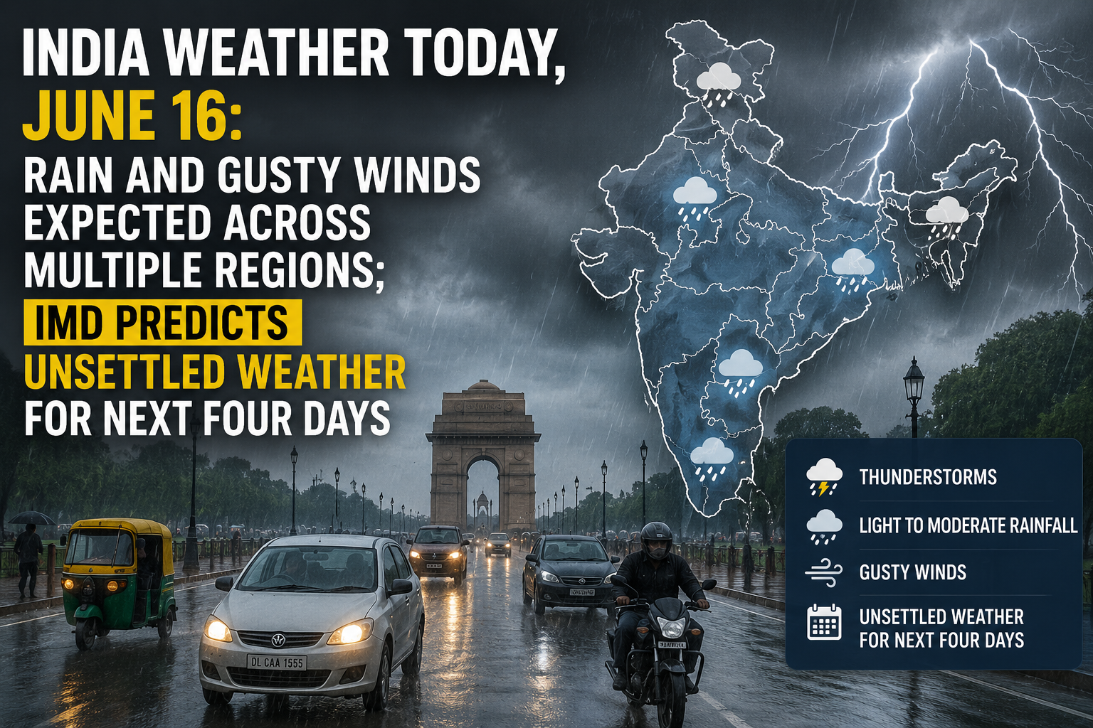 India weather today, June 16: Rain and gusty winds expected across ...