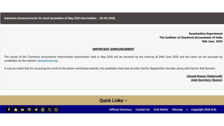 Waiting for CA Inter results? ICAI announces May 2026 result date ...